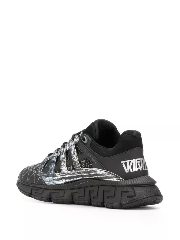 Versace Trigreca Sneakers With Milan Coordinates Print - Black
