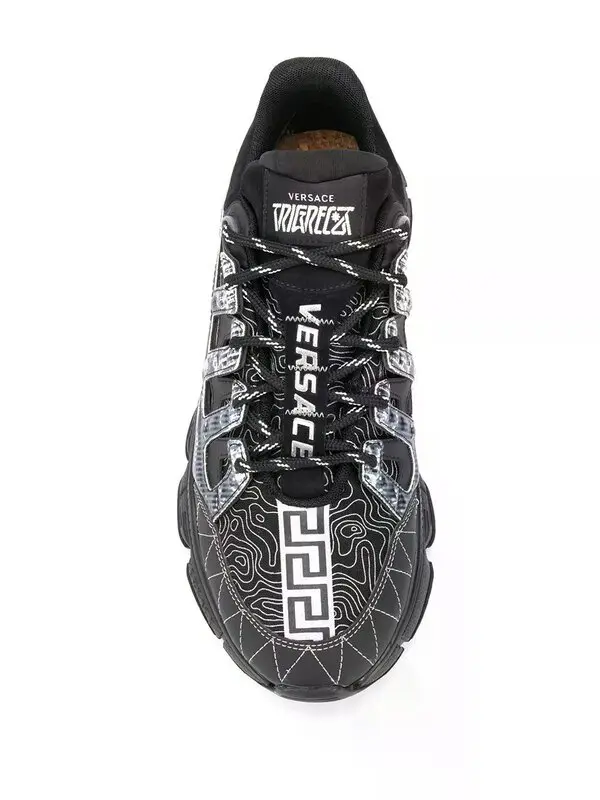 Versace Trigreca Sneakers With Milan Coordinates Print - Black