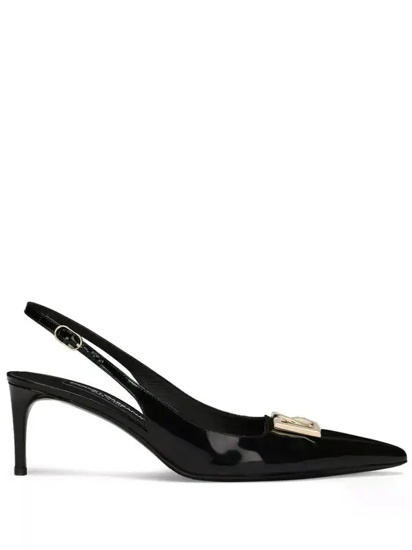 Dolce & Gabbana 60mm Logo-plaque Slingback Pumps - Black