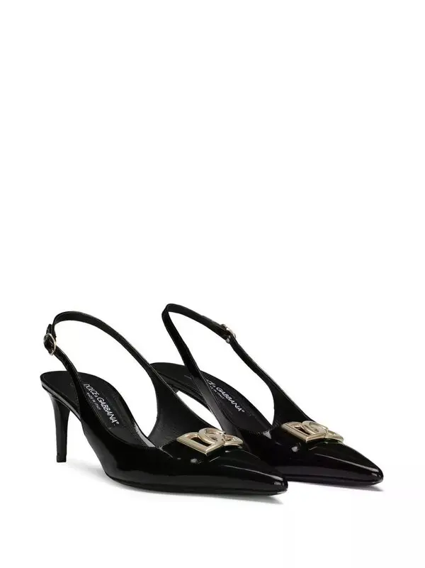 Dolce & Gabbana 60mm Logo-plaque Slingback Pumps - Black