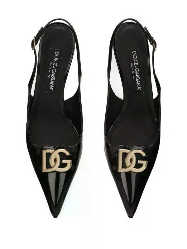 Dolce & Gabbana 60mm Logo-plaque Slingback Pumps - Black