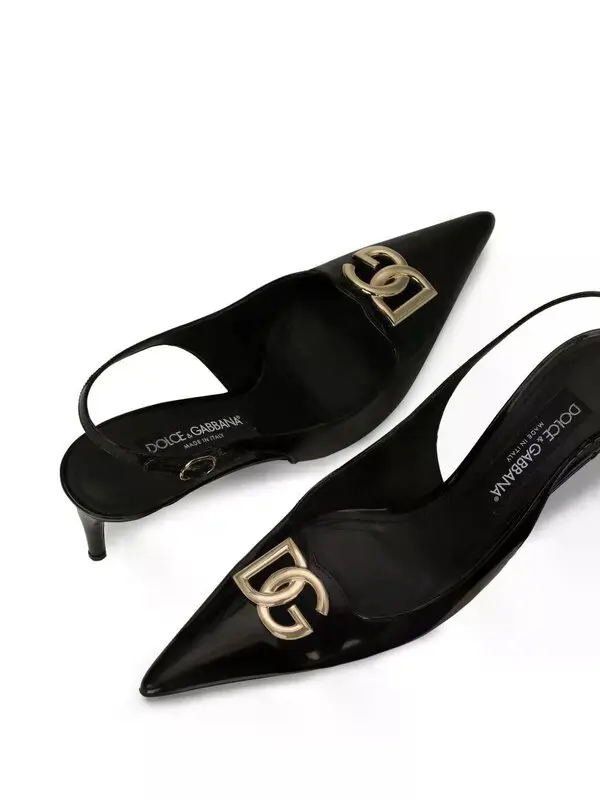 Dolce & Gabbana 60mm Logo-plaque Slingback Pumps - Black