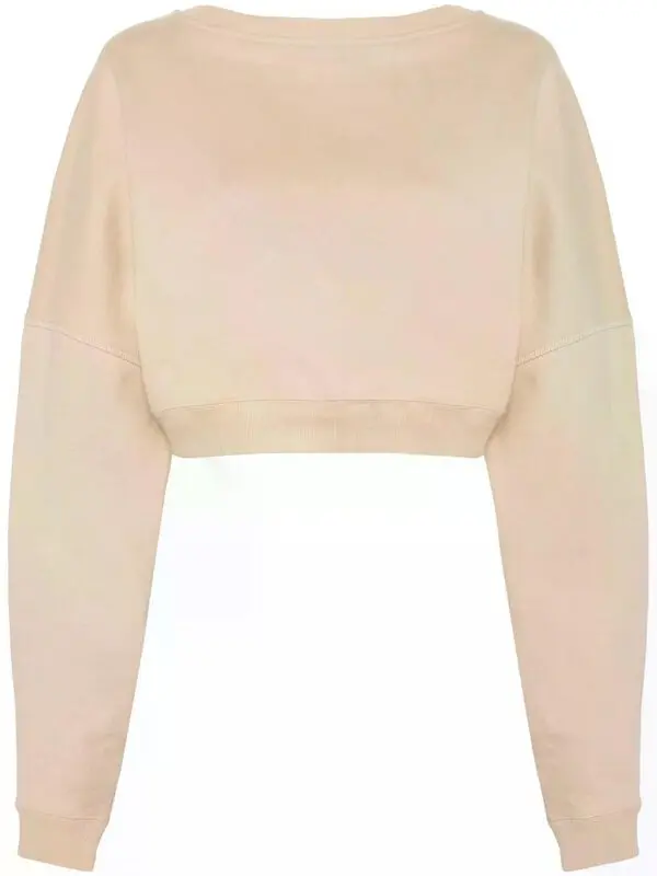 Saint Laurent Logo-embroidered Cropped Sweatshirt - Neutrals