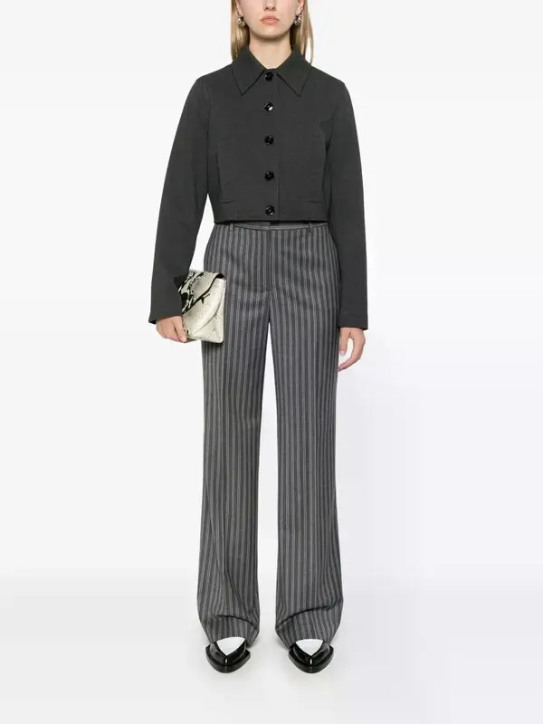 Pinko Single-breasted Cropped Jacket - Grey