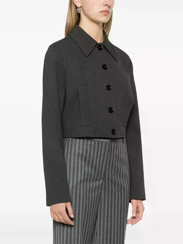 Pinko Single-breasted Cropped Jacket - Grey