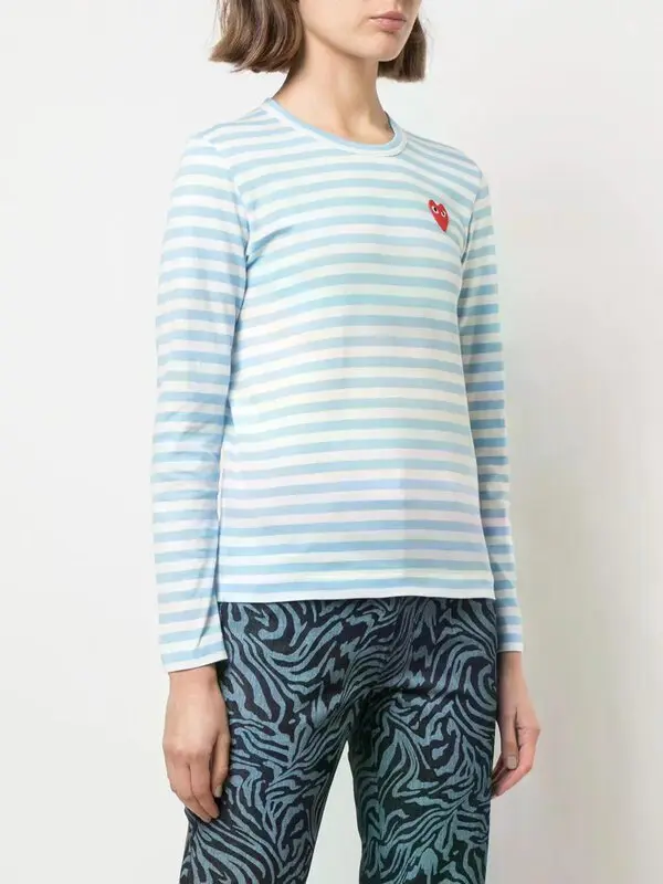 Play Comme Des Garcon Striped Long Sleeve Top