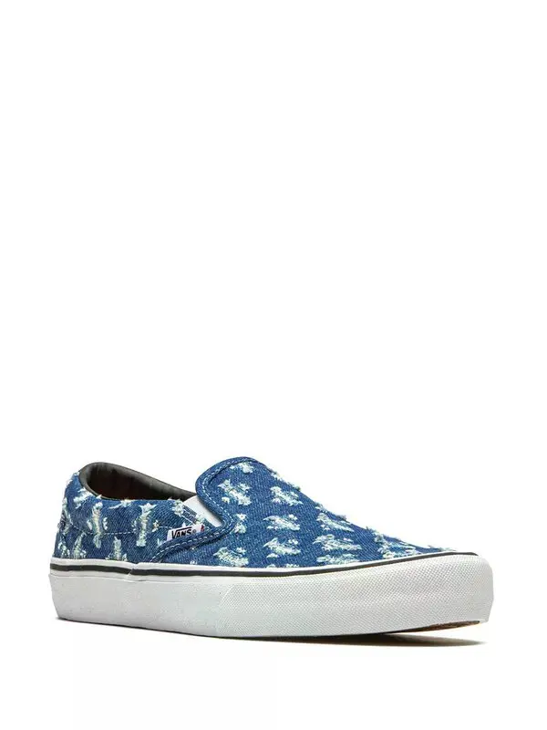 VANS X Supreme Slip-on Pro Hole Punch Denim Sneakers