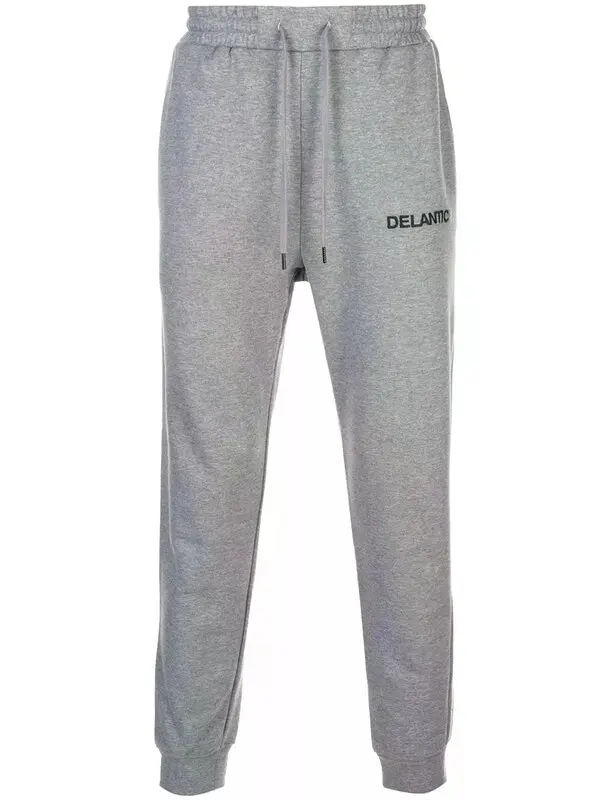 DELANTIC Logo-print Fleece Sweatpants - Grey