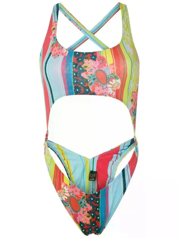 AMIR SLAMA Crisscross One-piece Swimsuit - Multicolour