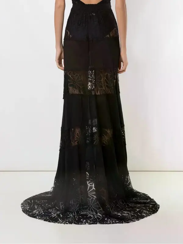 AMIR SLAMA Lace Panels Maxi Skirt