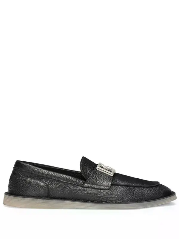 Dolce & Gabbana Logo Plaque Deerskin Loafers