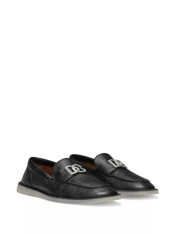 Dolce & Gabbana Logo Plaque Deerskin Loafers