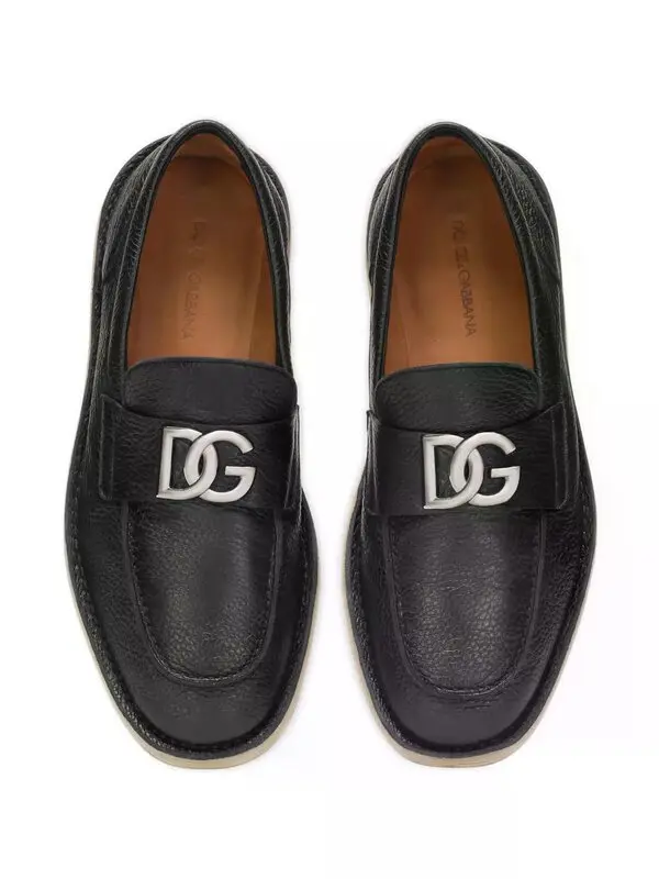 Dolce & Gabbana Logo Plaque Deerskin Loafers