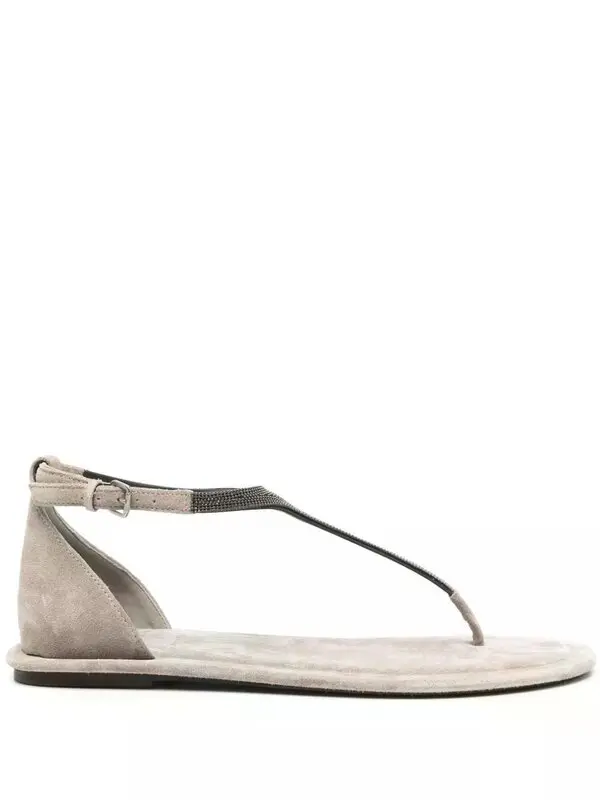 Brunello Cucinelli Monili-chain Suede Flat Sandals