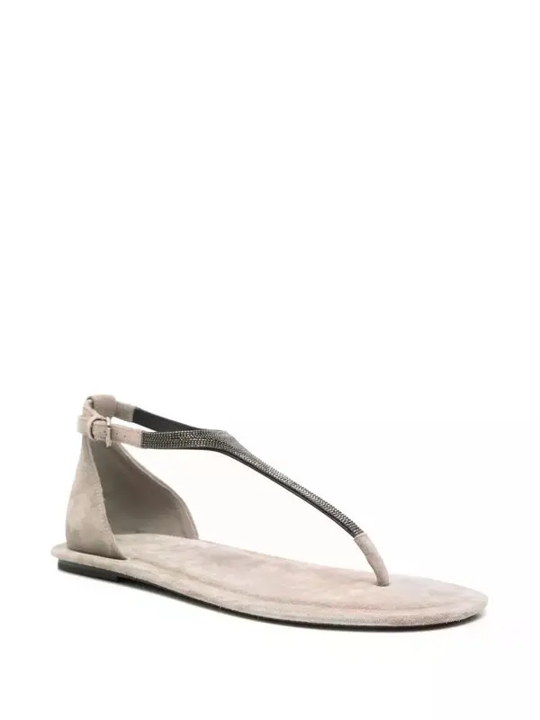 Brunello Cucinelli Monili-chain Suede Flat Sandals