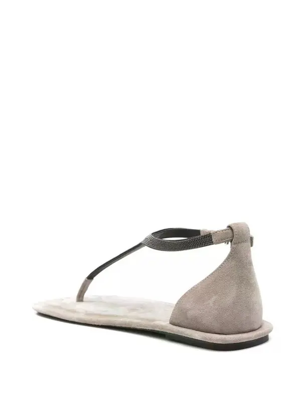 Brunello Cucinelli Monili-chain Suede Flat Sandals