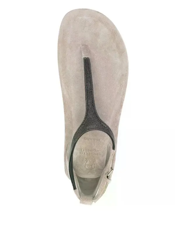 Brunello Cucinelli Monili-chain Suede Flat Sandals