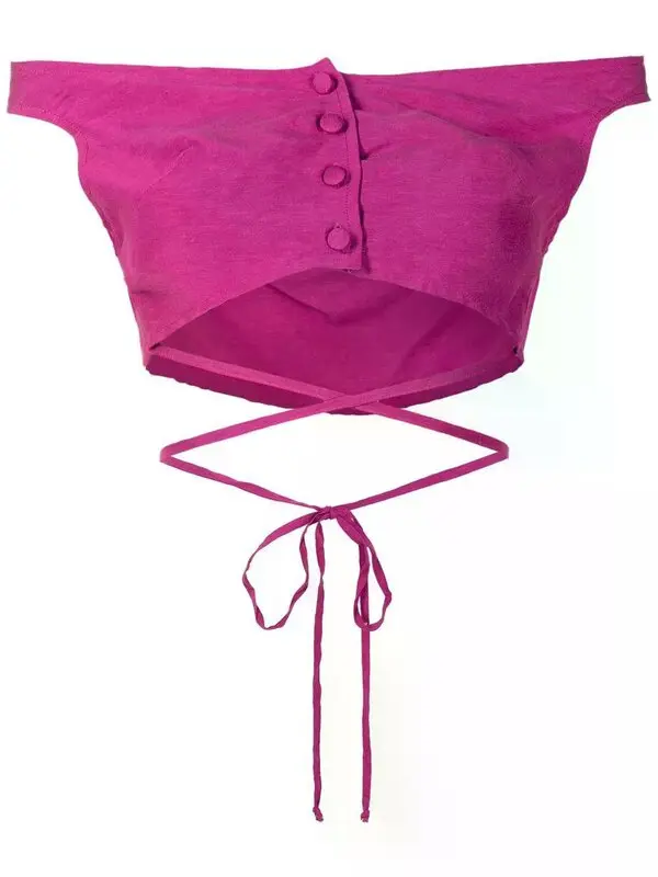 AMIR SLAMA Off-shoulder Cropped Blouse - Purple