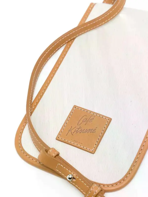 CAFÉ KITSUNÉ Logo-appliqué Canvas Shoulder Bag