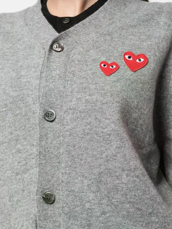 Play Comme Des Garcon Double Heart-patch Knit Cardigan