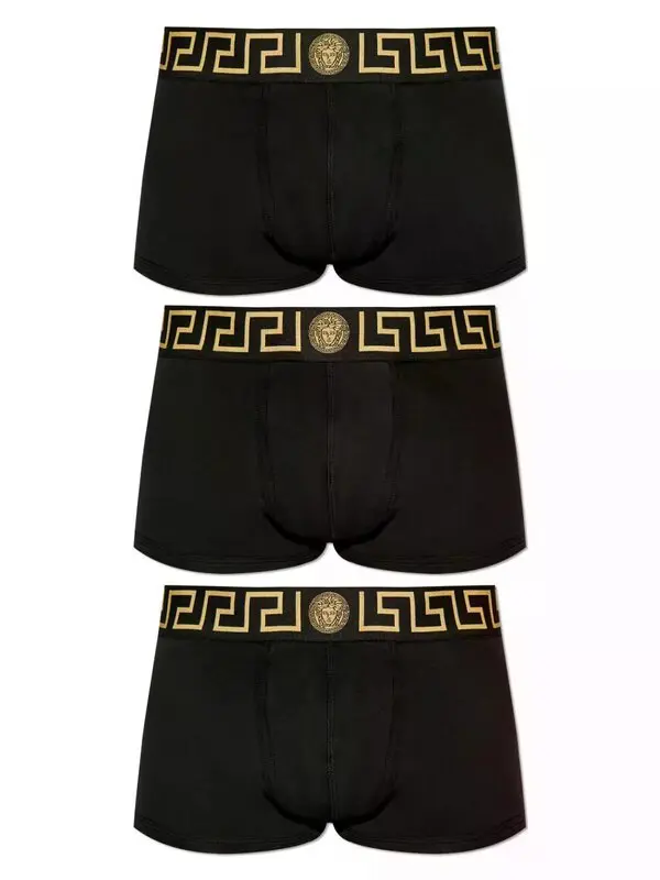 Versace Cotton-jersey Trunks 3-pack - Black