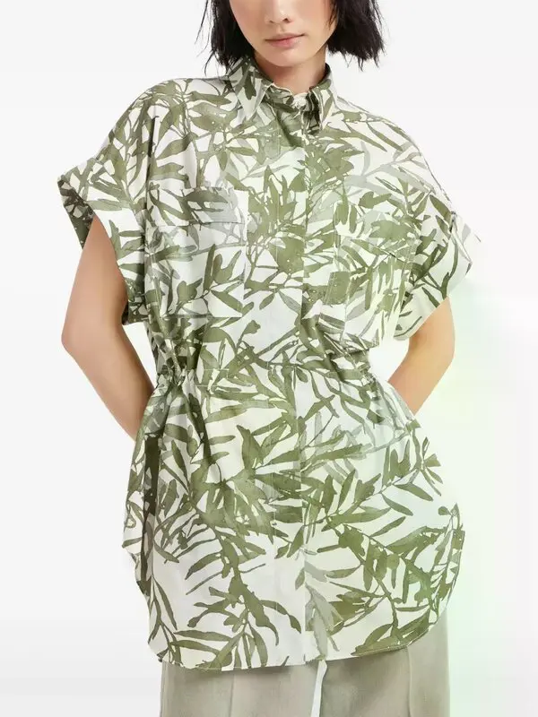 Brunello Cucinelli Silk Leaf-print Shirt