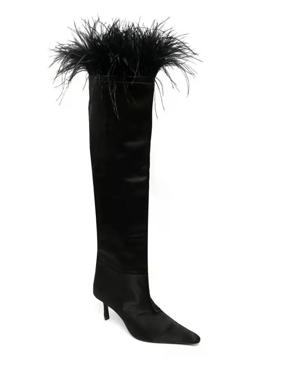 Alexander Wang Viola Feather-trim Satin Boots