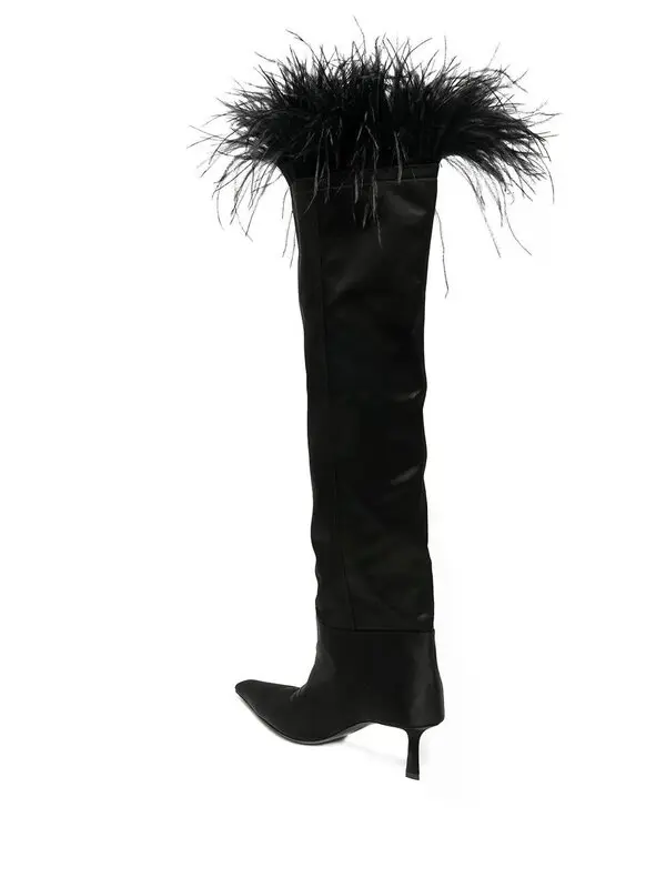 Alexander Wang Viola Feather-trim Satin Boots