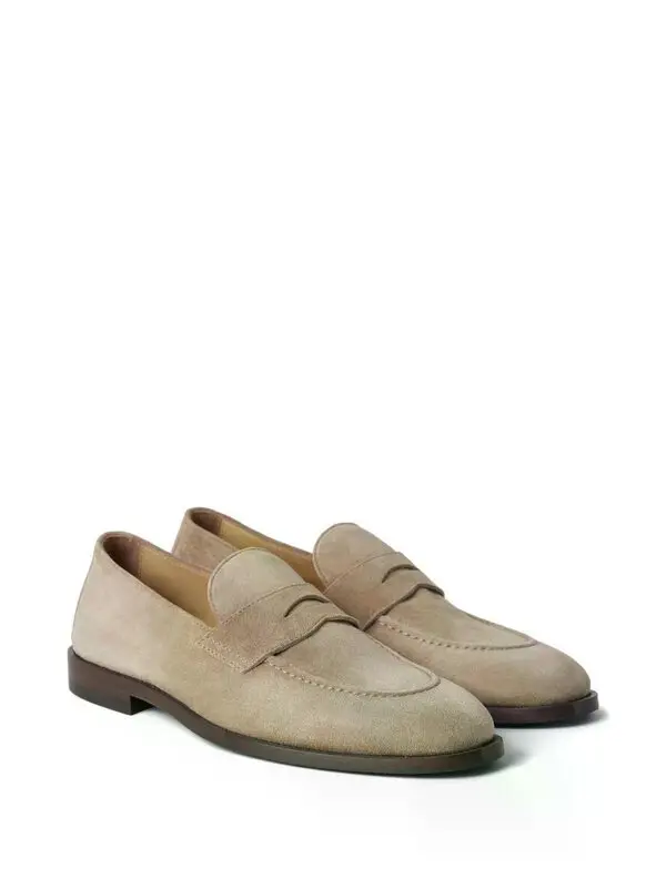 Brunello Cucinelli Suede Penny Loafers