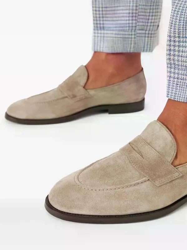 Brunello Cucinelli Suede Penny Loafers
