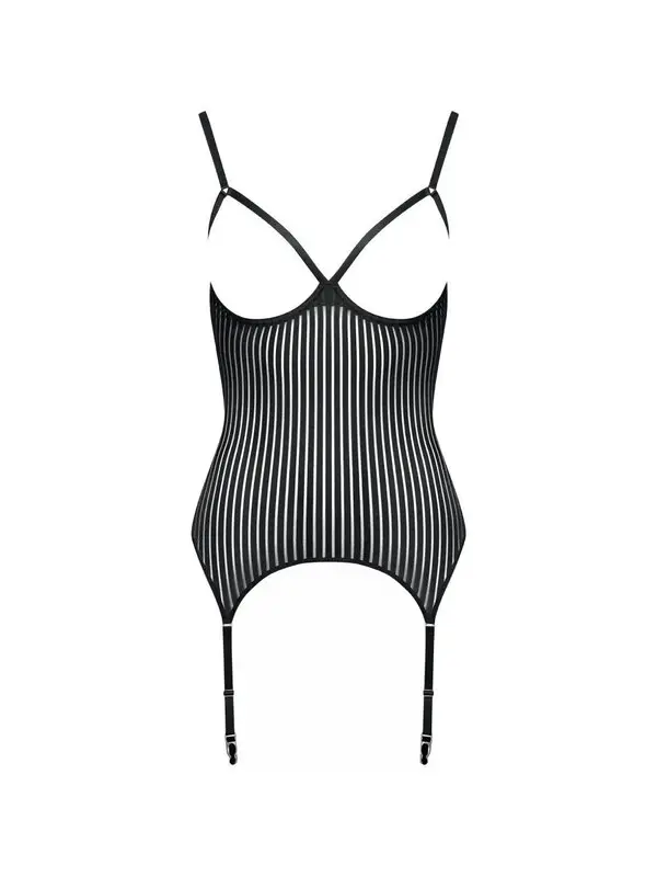 MAISON CLOSE Cupless Striped Corset - Black