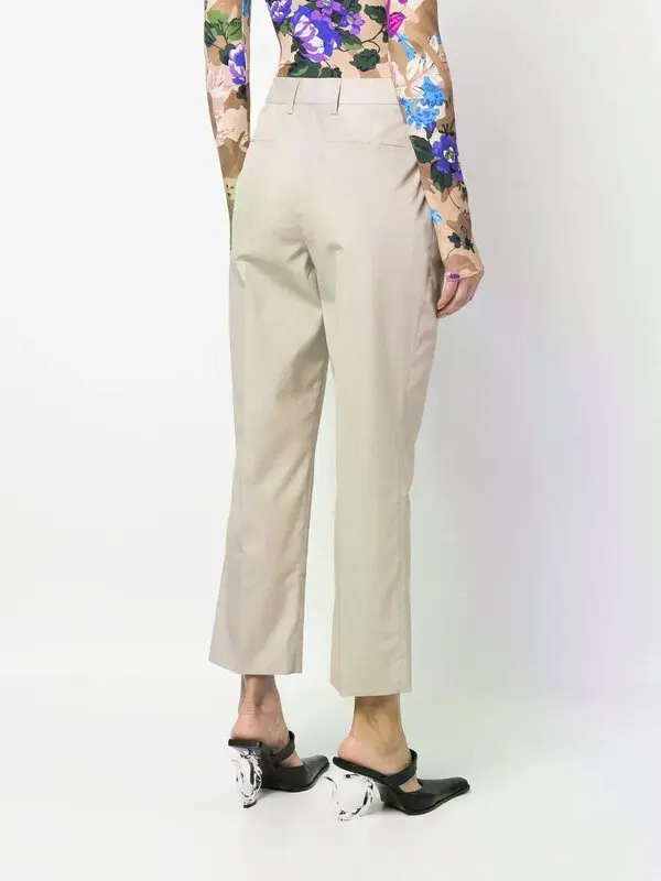 Prada Cropped Tailored Trousers - Neutrals