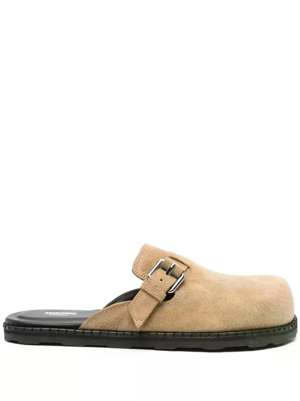 Moschino Suede Sabot With Buckle Detail