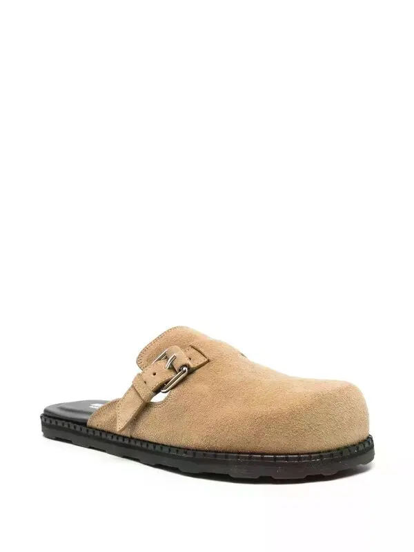 Moschino Suede Sabot With Buckle Detail