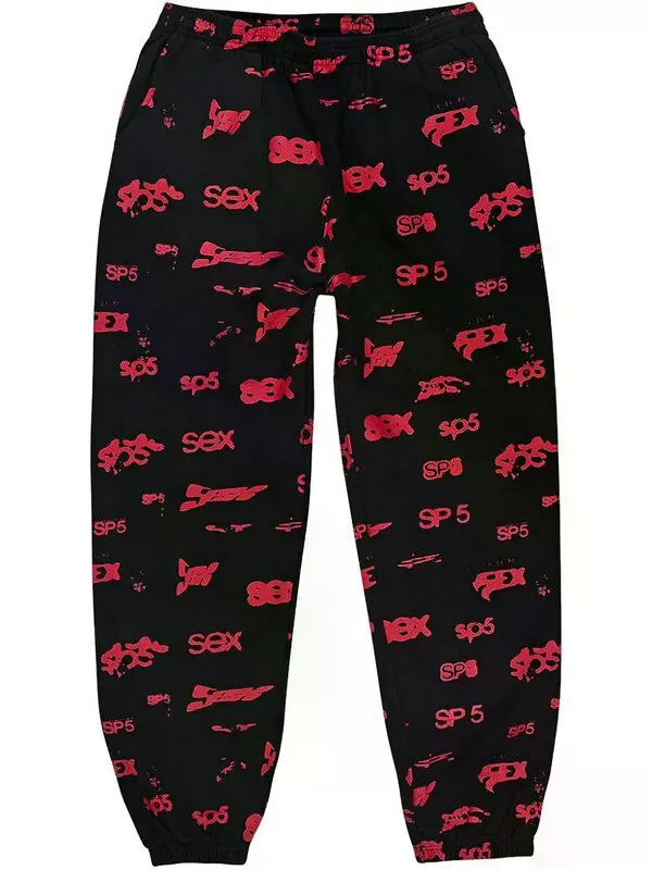 SP5DER Graphic-print Track Pants - Black