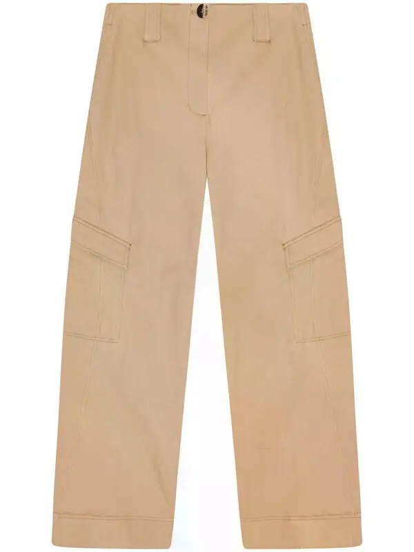 GANNI Mid-rise Cargo Trousers - Neutrals