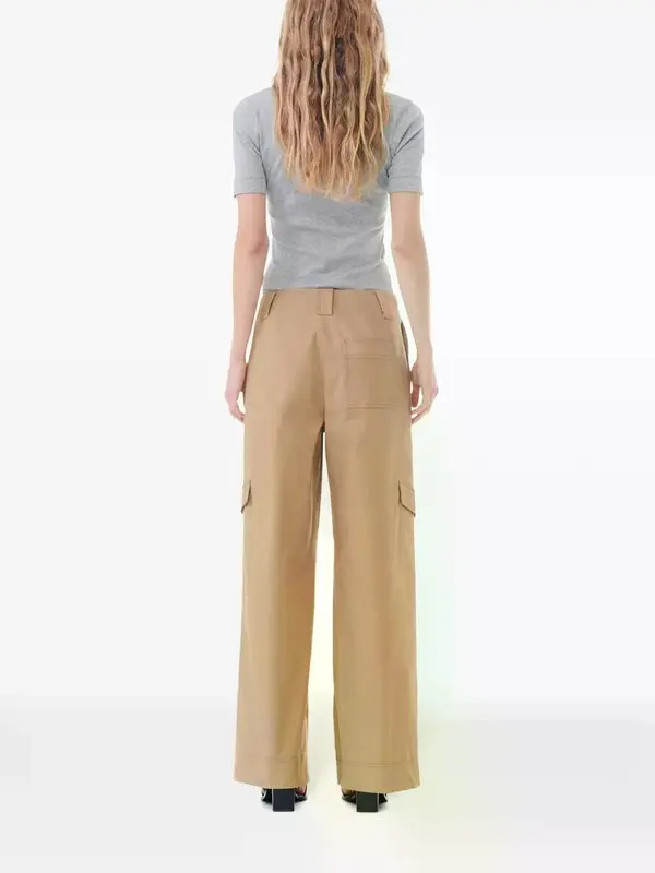 GANNI Mid-rise Cargo Trousers - Neutrals
