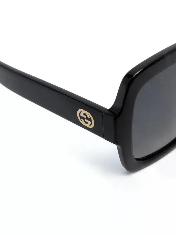 Gucci Logo-plaque Square-frame Sunglasses - Black
