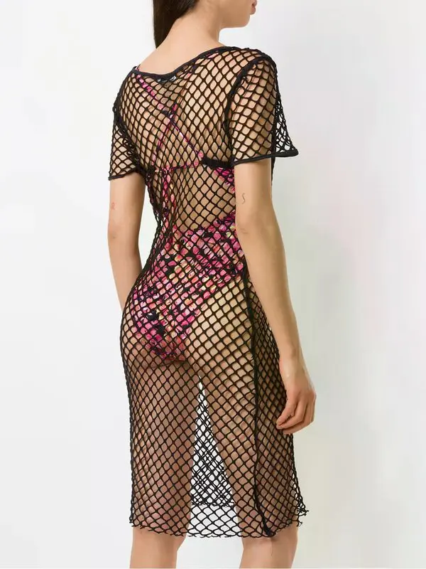 AMIR SLAMA Open Knit Short Beach Dress
