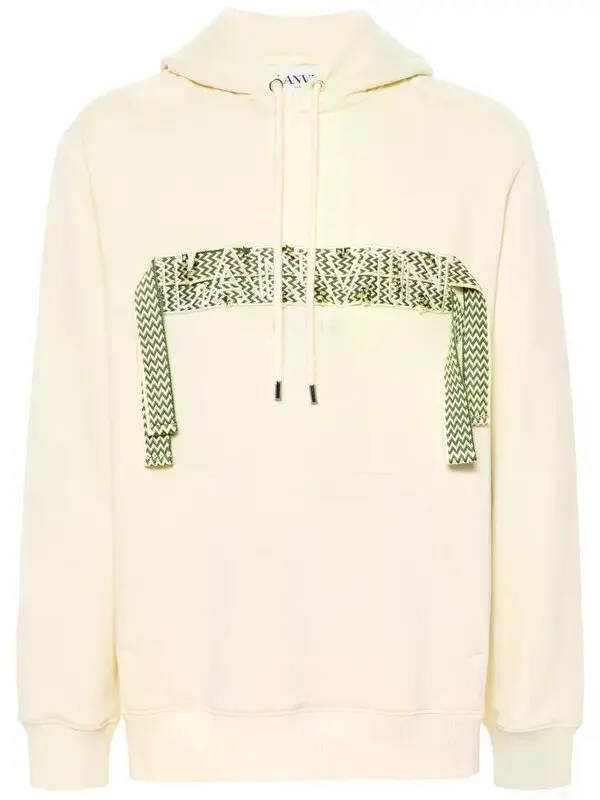LANVIN Logo-embroidered Cotton Hoodie - Yellow