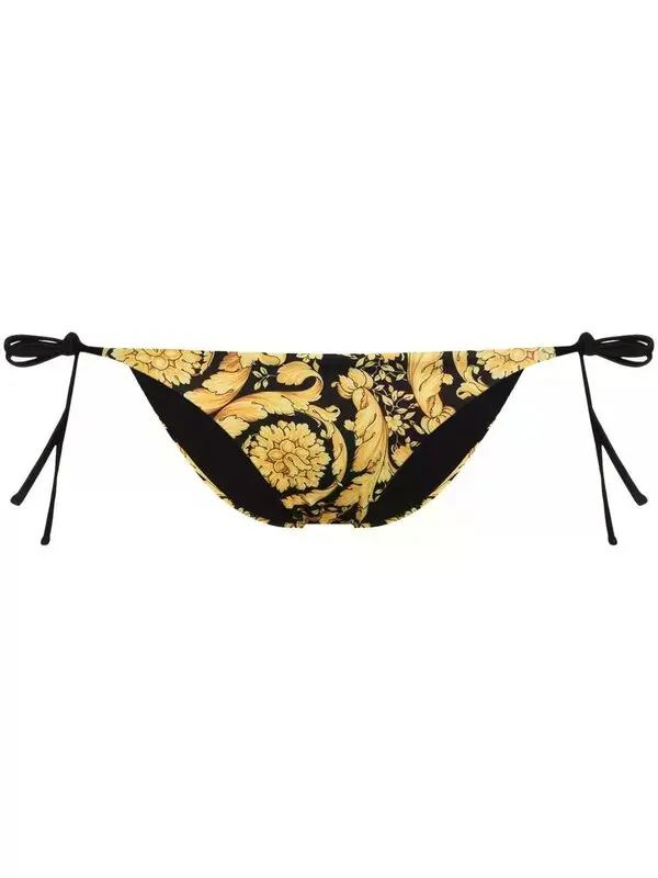Versace Barocco-print Bikini Bottoms - Black