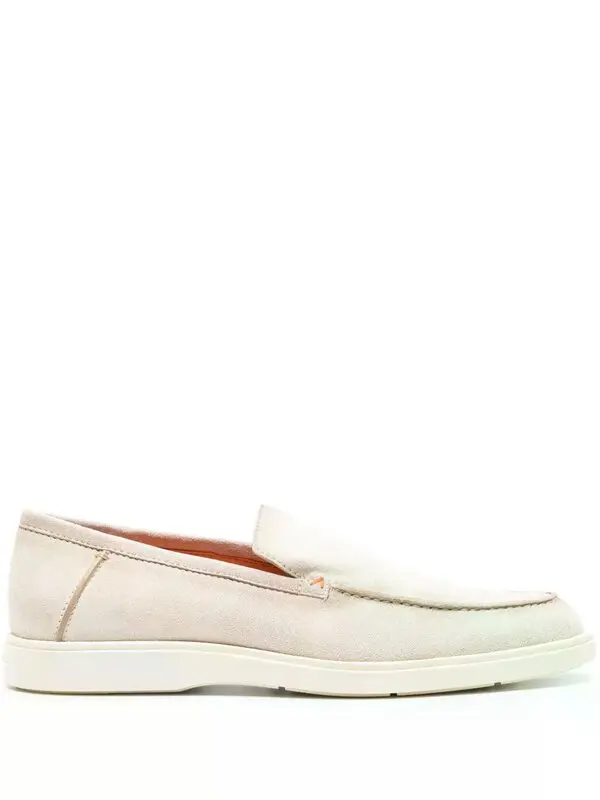 Santoni Almond-toe Suede Loafers