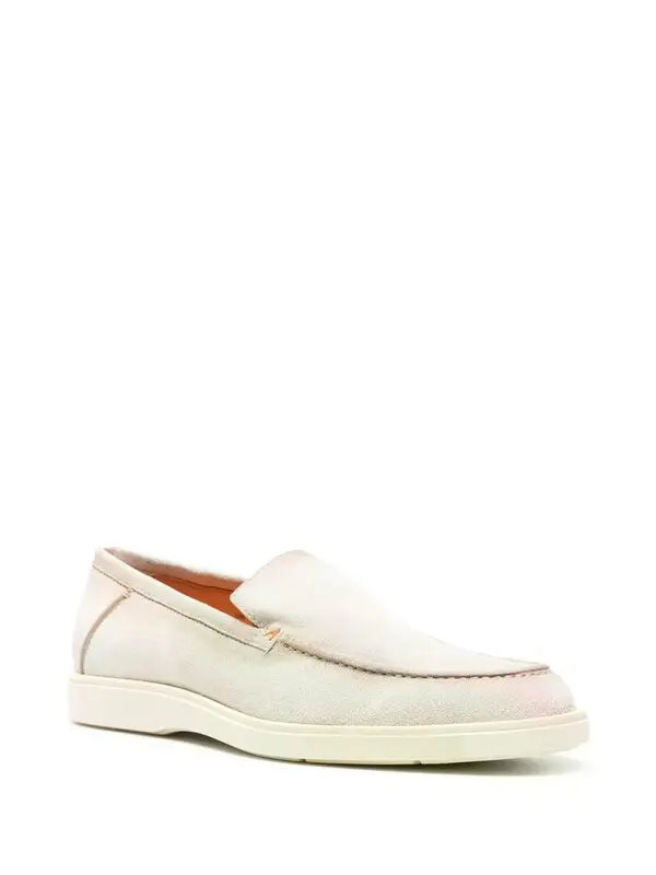 Santoni Almond-toe Suede Loafers