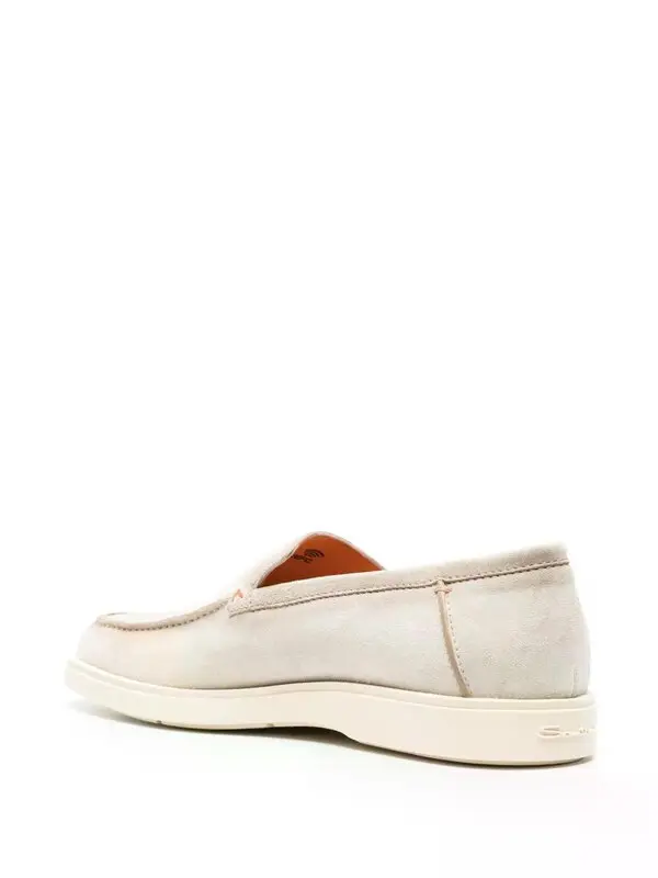 Santoni Almond-toe Suede Loafers