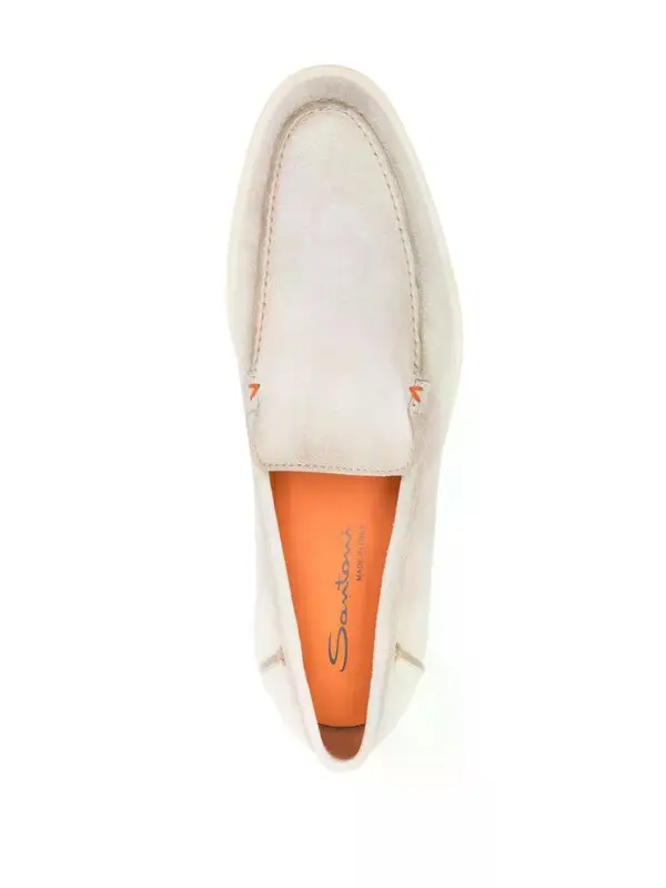 Santoni Almond-toe Suede Loafers