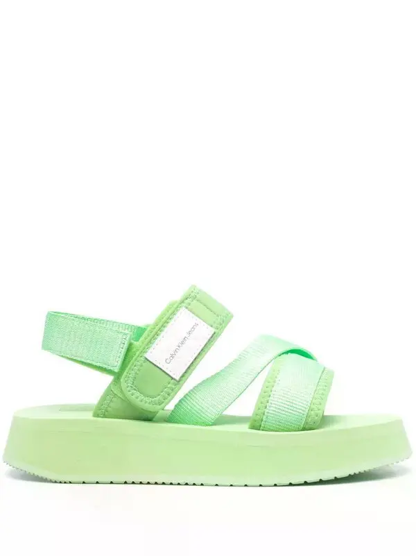 Calvin Klein Logo-patch Platform Sandals - Green