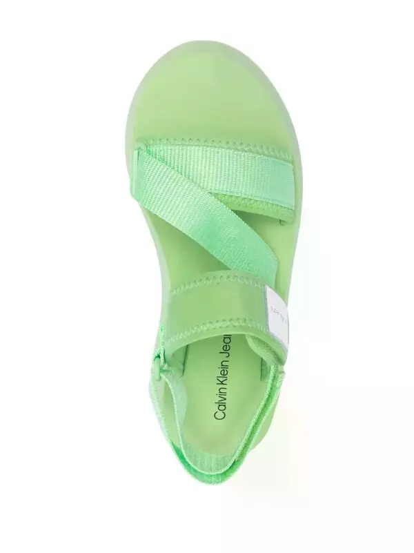 Calvin Klein Logo-patch Platform Sandals - Green