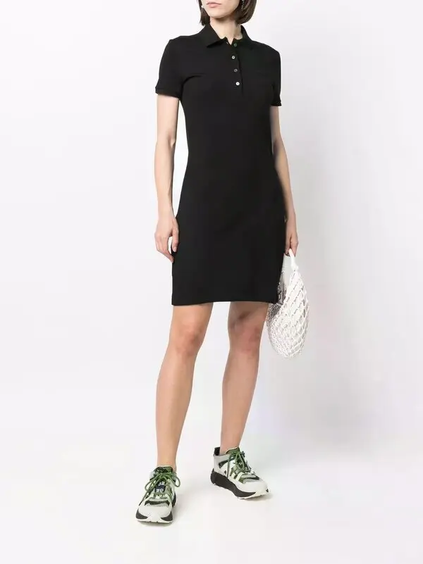 Lacoste Logo-patch Detail Polo Dress - Black