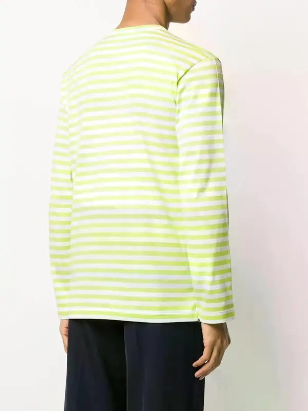 Play Comme Des Garcon Striped Heart-logo T-shirt - Green
