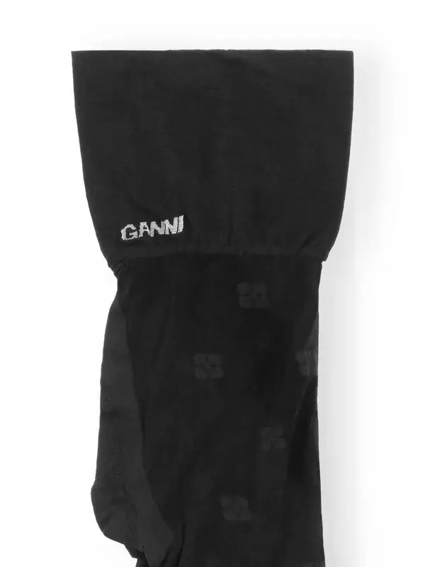 GANNI Butterfly Logo-pattern Tights